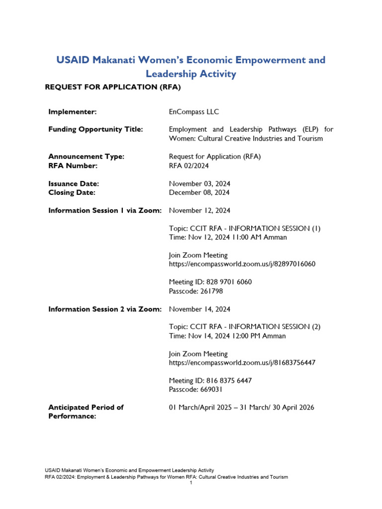 USAID Makanati Cultural Creative Industries RFA - English | PDF ...