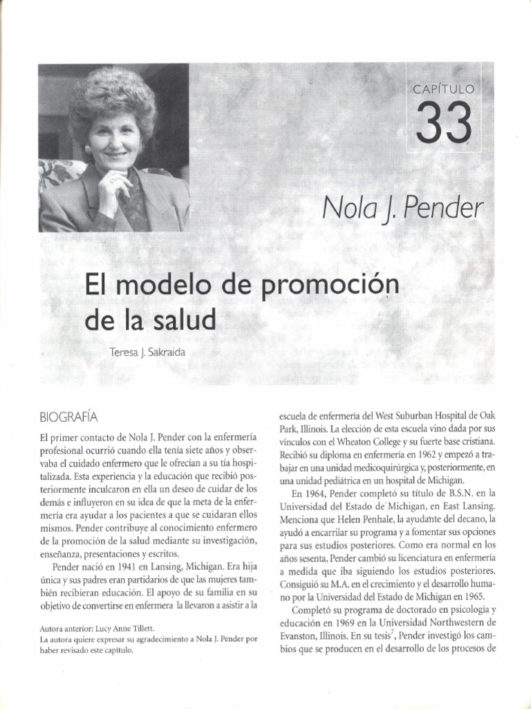 4.9 Nola Pender, Modelo de La Promoción de La Salud | PDF
