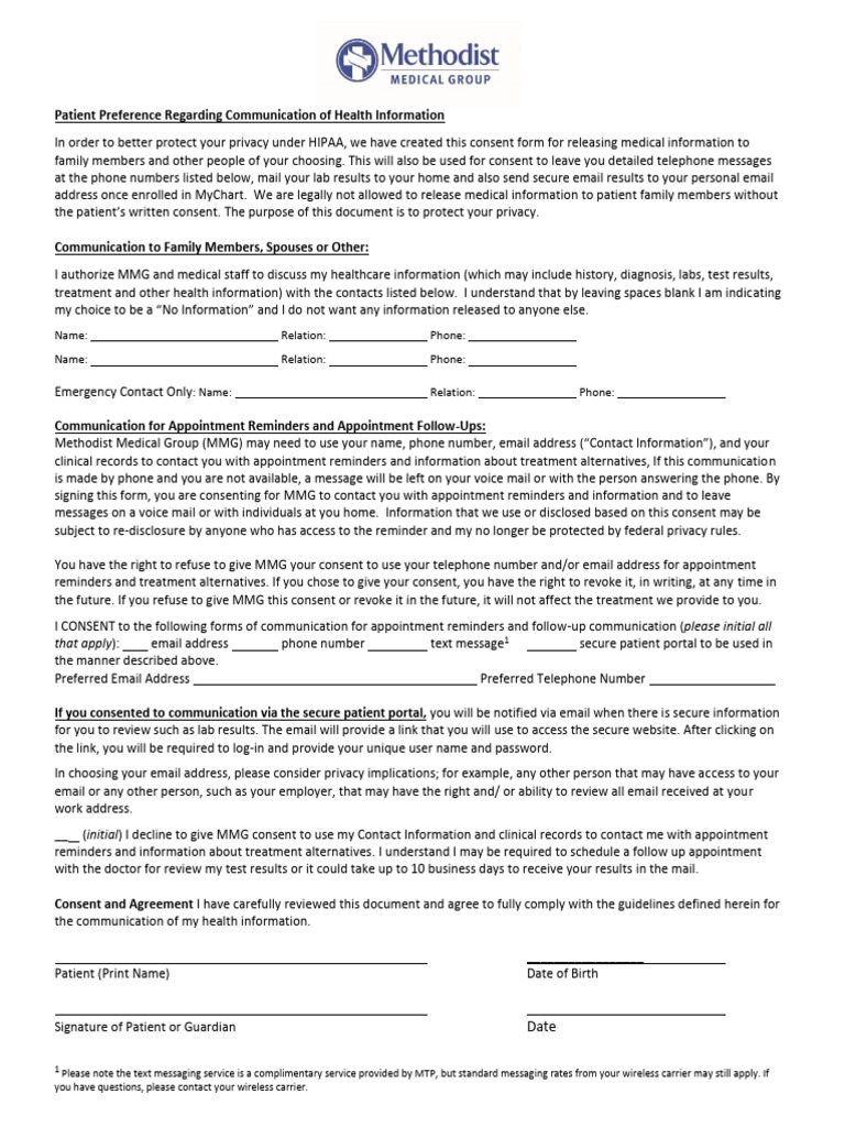 Patient Consent for Health Info Communication | PDF | Informed Consent ...