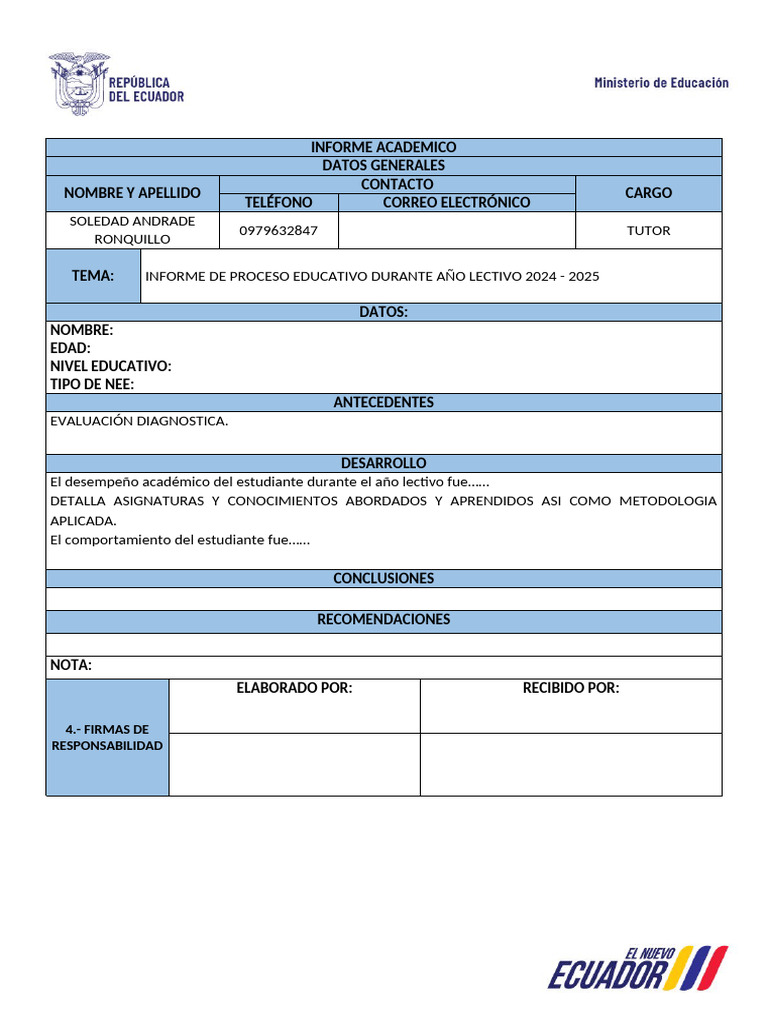 Modelo Informe Academico Exp | PDF