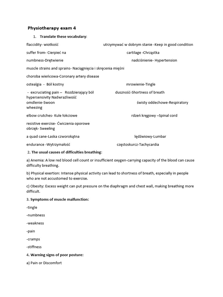 Physiotherapy Exam 4 | PDF
