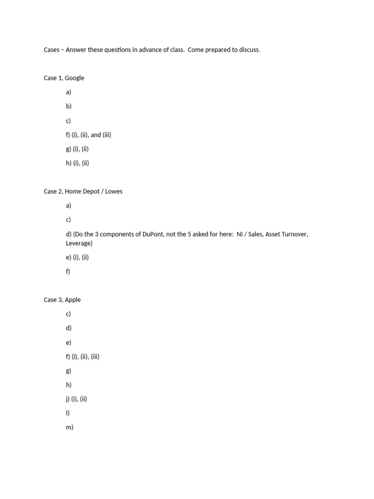 Cases - Questions | PDF