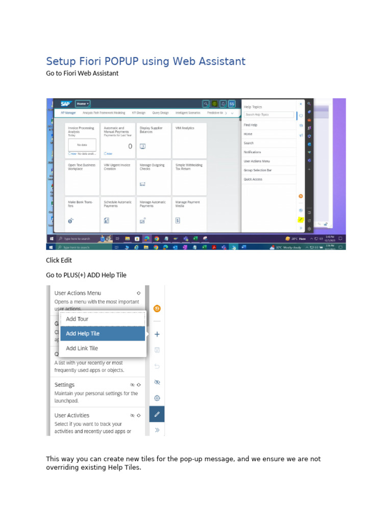 Set Up Maintenance Pop Up in Fiori | PDF