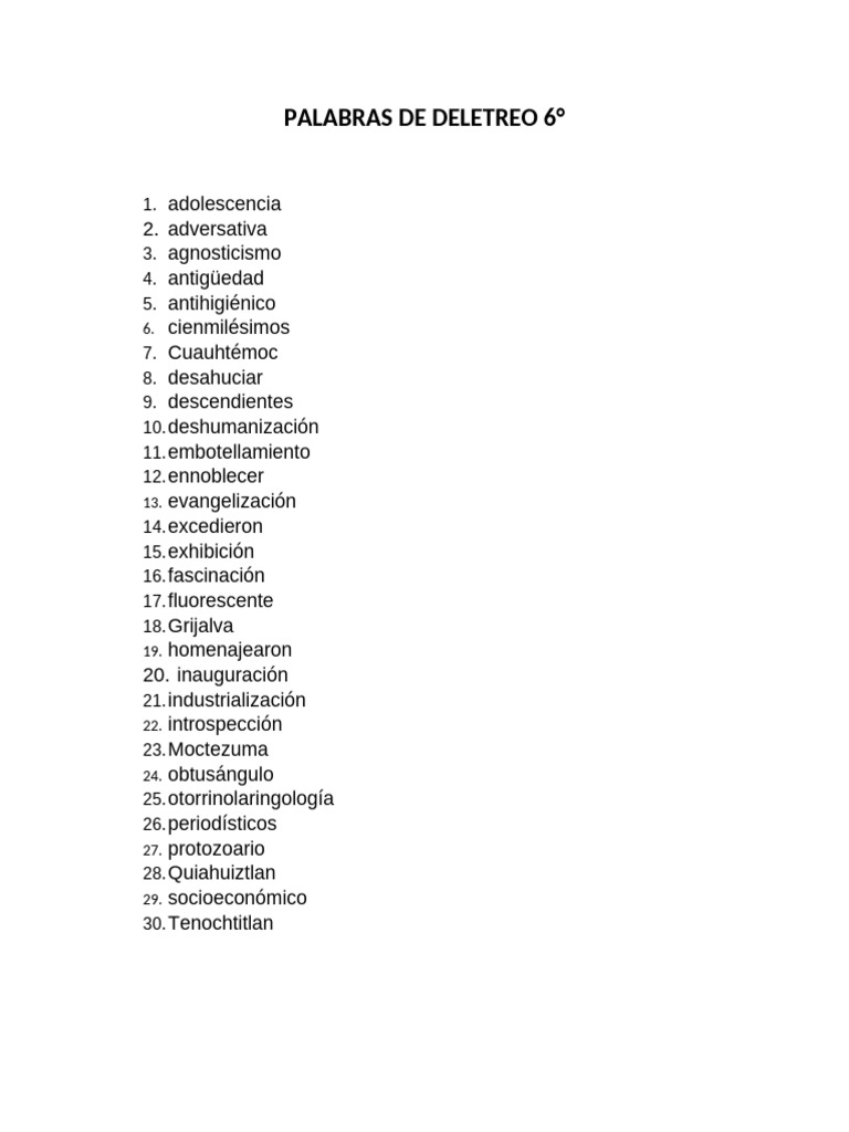 Palabras de Deletreo 6 | PDF