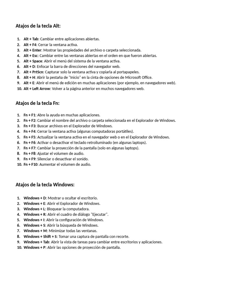 Atajos de la tecla Alt | PDF