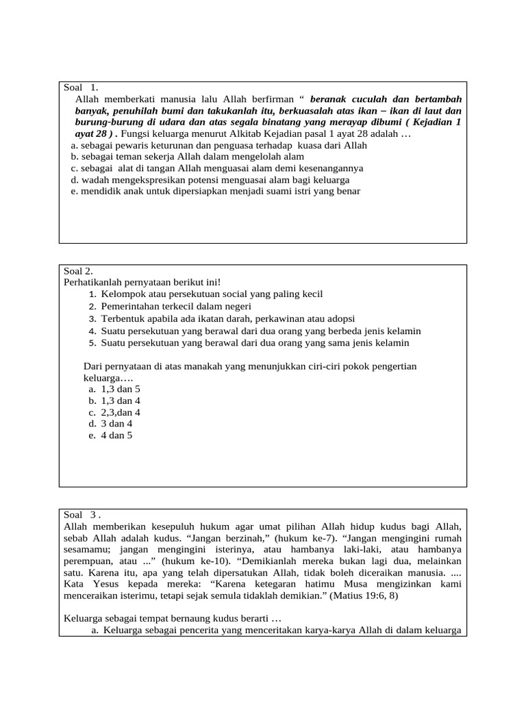Kartu Soal Agama Kristen KLS 11 Pas Ganjil 2023 | PDF