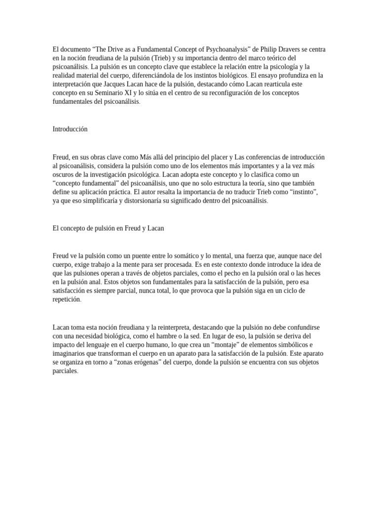 The Drive As A Fundamental Concept of Psychoanalysis | PDF | Jacques ...