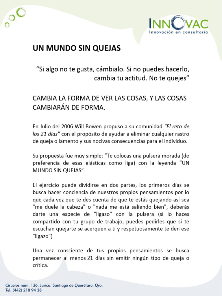 Un Mundo Sin Quejas | PDF