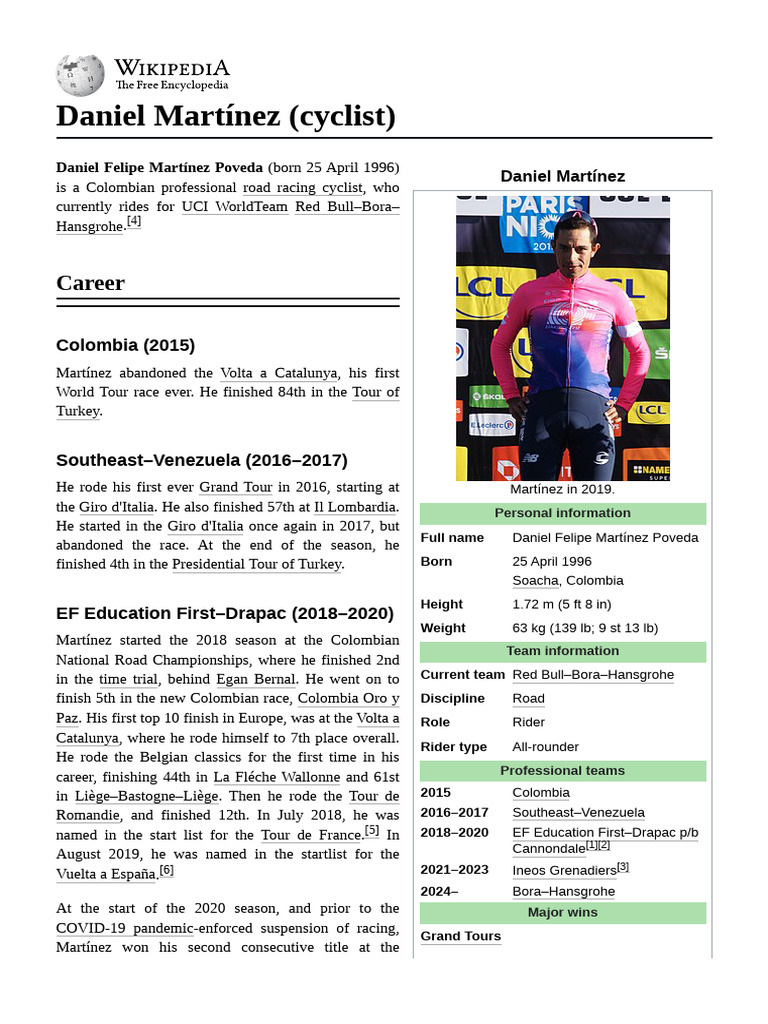 Daniel Martínez (Cyclist) | PDF | Uci World Tour Races | Tour De France