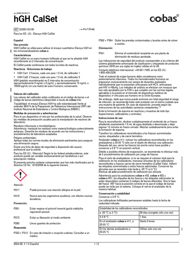 Insert - HGH CalSet - Ms - 05390133190.v7.es-2 | PDF | Laboratorios ...
