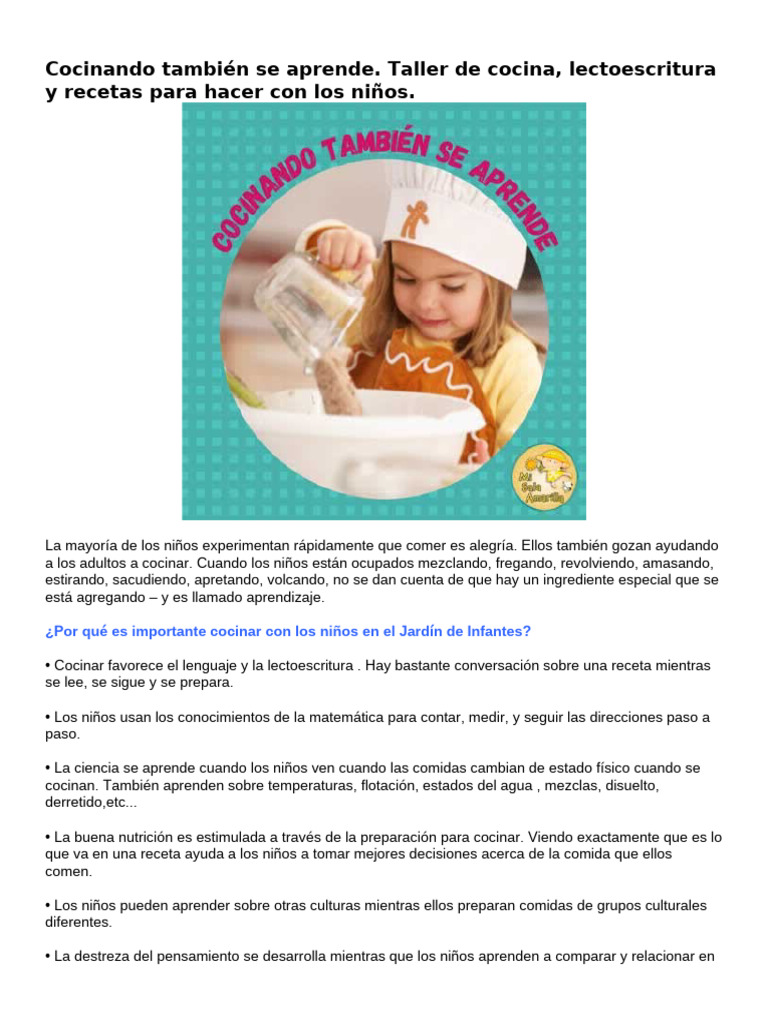 Cocinando También Se Aprende | PDF | Galleta | Educación de la primera infancia