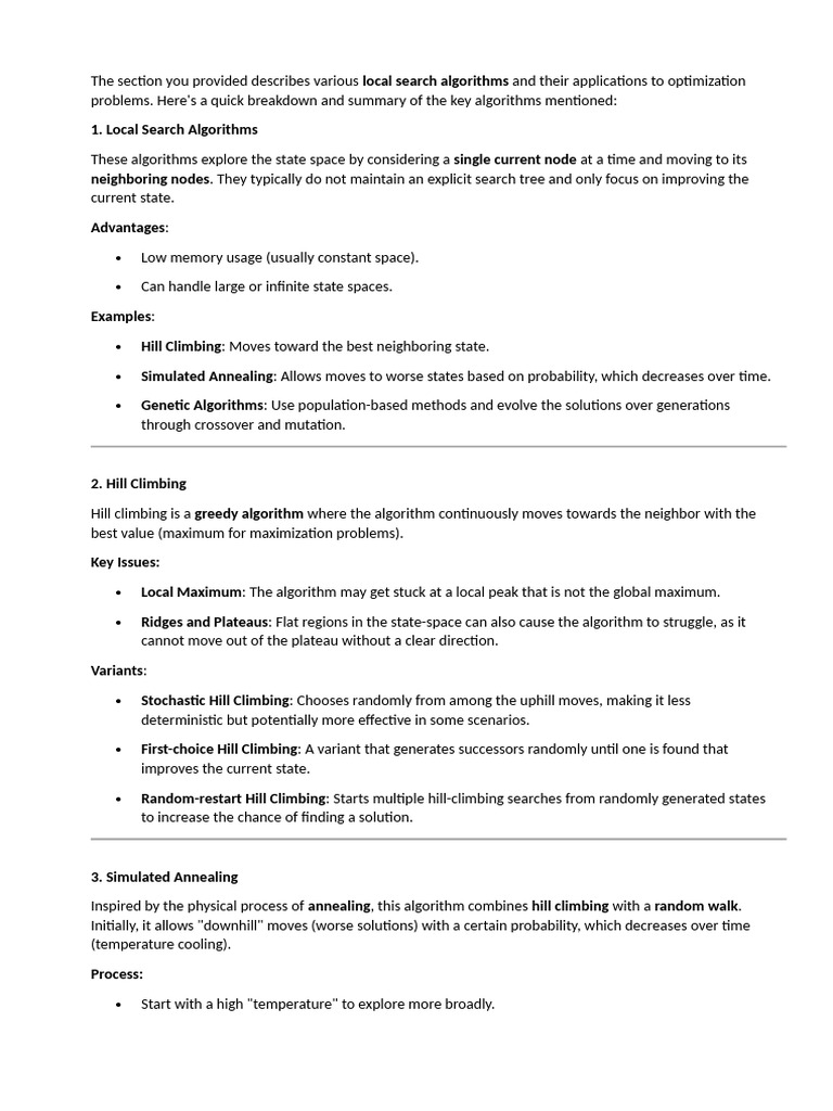 Local Search Algorithms for Optimization | PDF | Genetic Algorithm ...