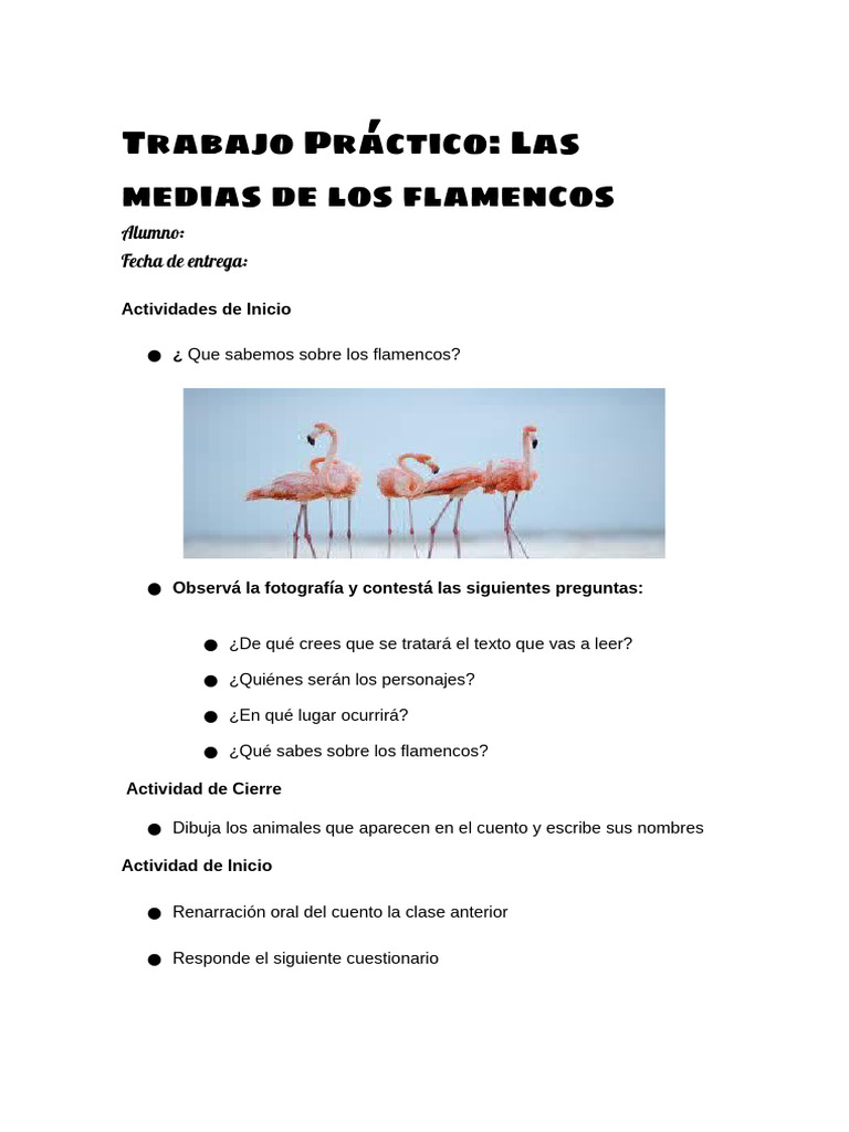 Actividades sobre "Las medias de los flamencos" | PDF | Mecánica del ...