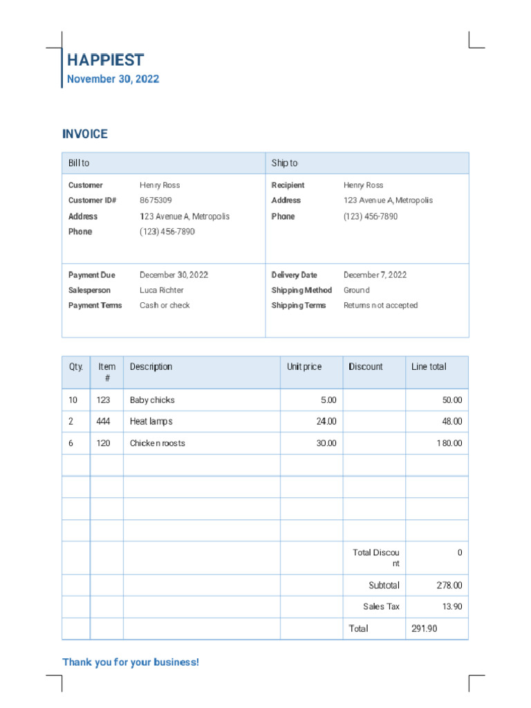 Business Sales Invoice Phoenix | PDF