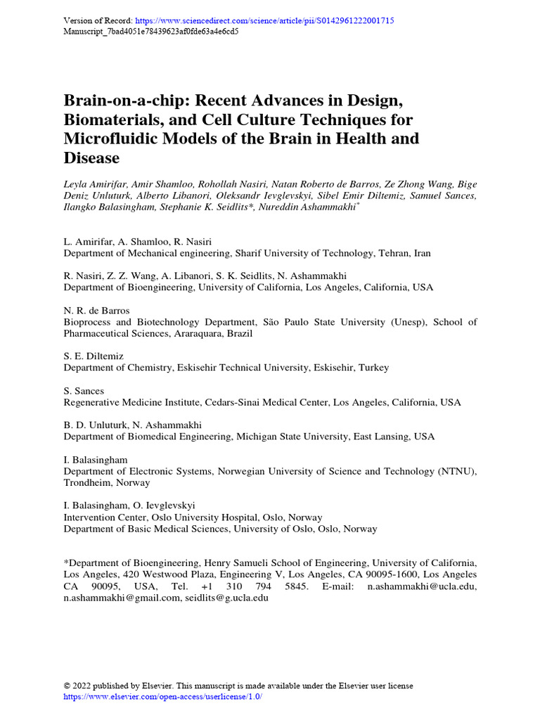 Brain-On-A-Chip - Recent Advances in Design and Techniques For ...