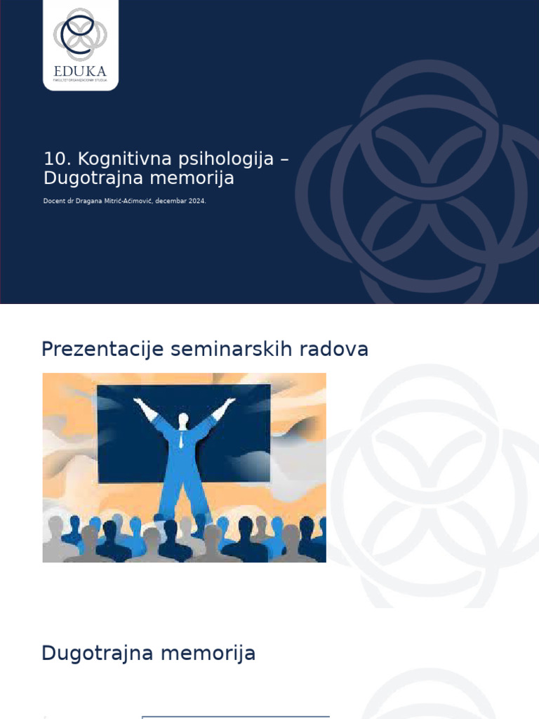 .10. Kognitivna Psihologija - Dugotrajna Memorija | PDF