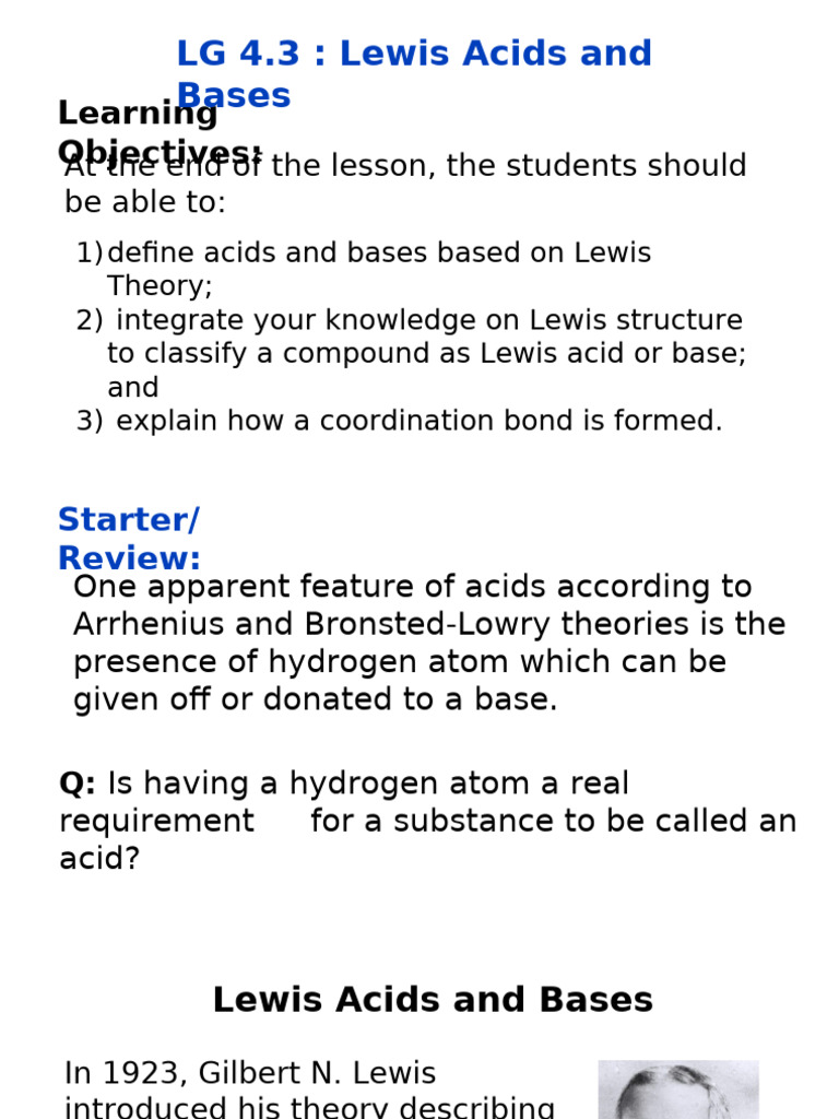 Understanding Lewis Acids and Bases | PDF | Acid | Chemical Bond