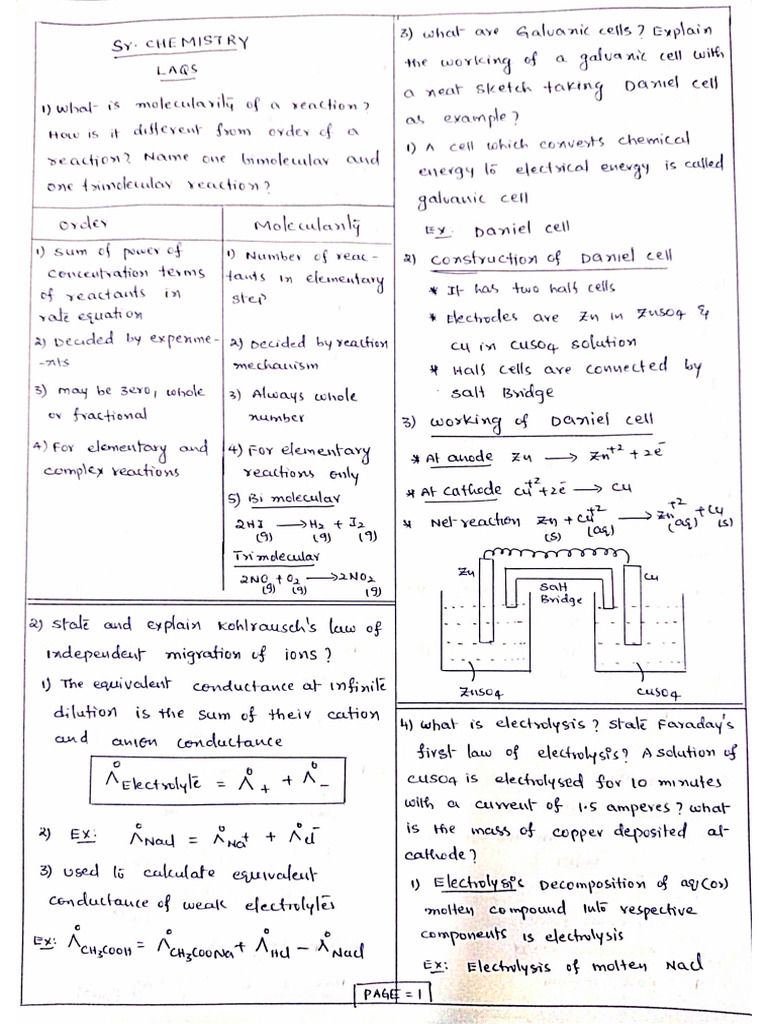 SR CHEMISTRY LAQs | PDF