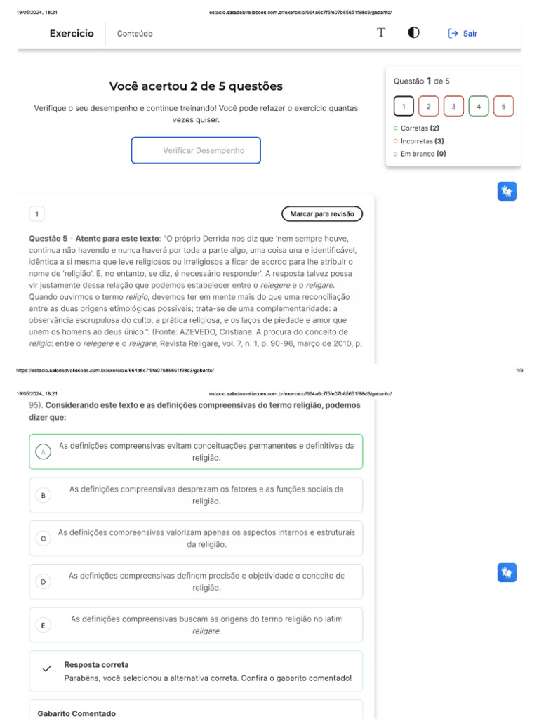 Aula 02 - Ciências Da Religião e As Def. de Religião Exercícios | PDF