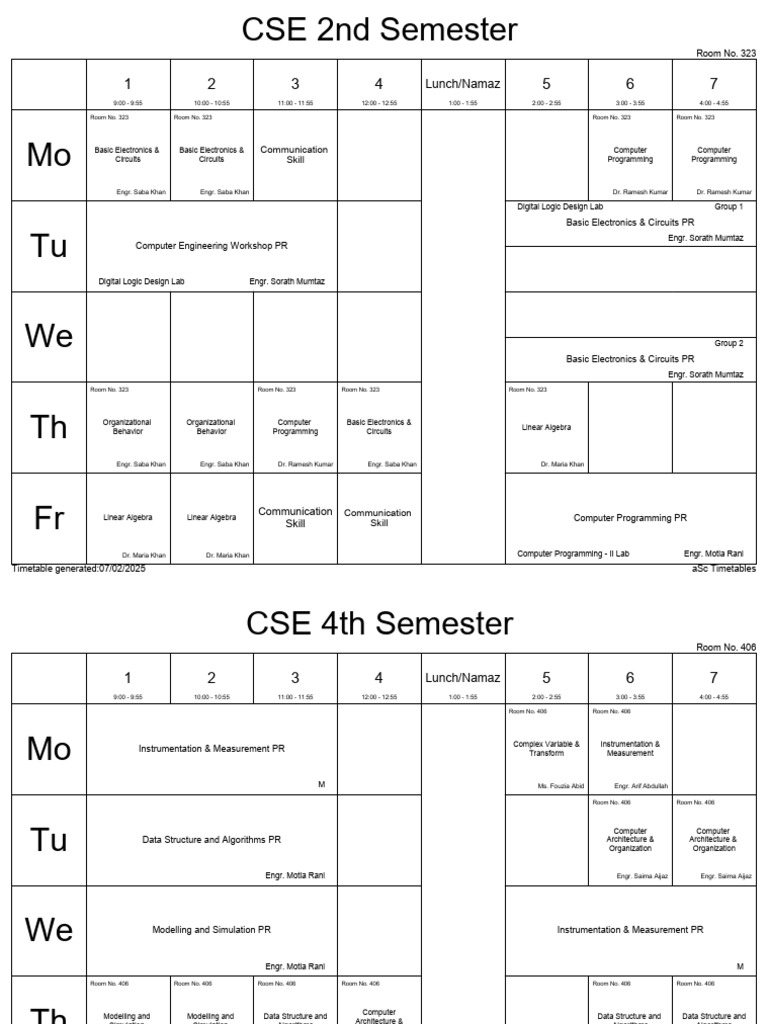 Even Time Table 7-2-2025 | PDF | Engineering | Physical Sciences