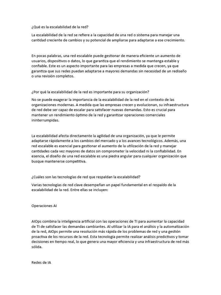 Qué es la escalabilidad de la red | PDF | Escalabilidad | Inteligencia artificial