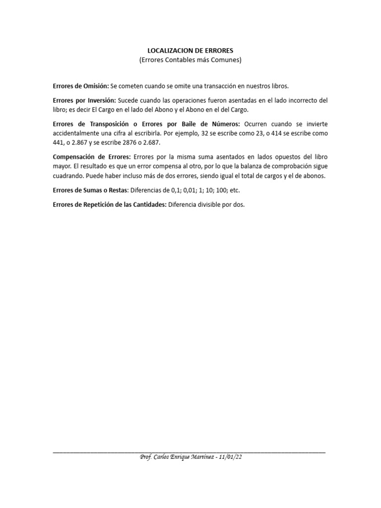 Errores Contables M-S Comunes | PDF