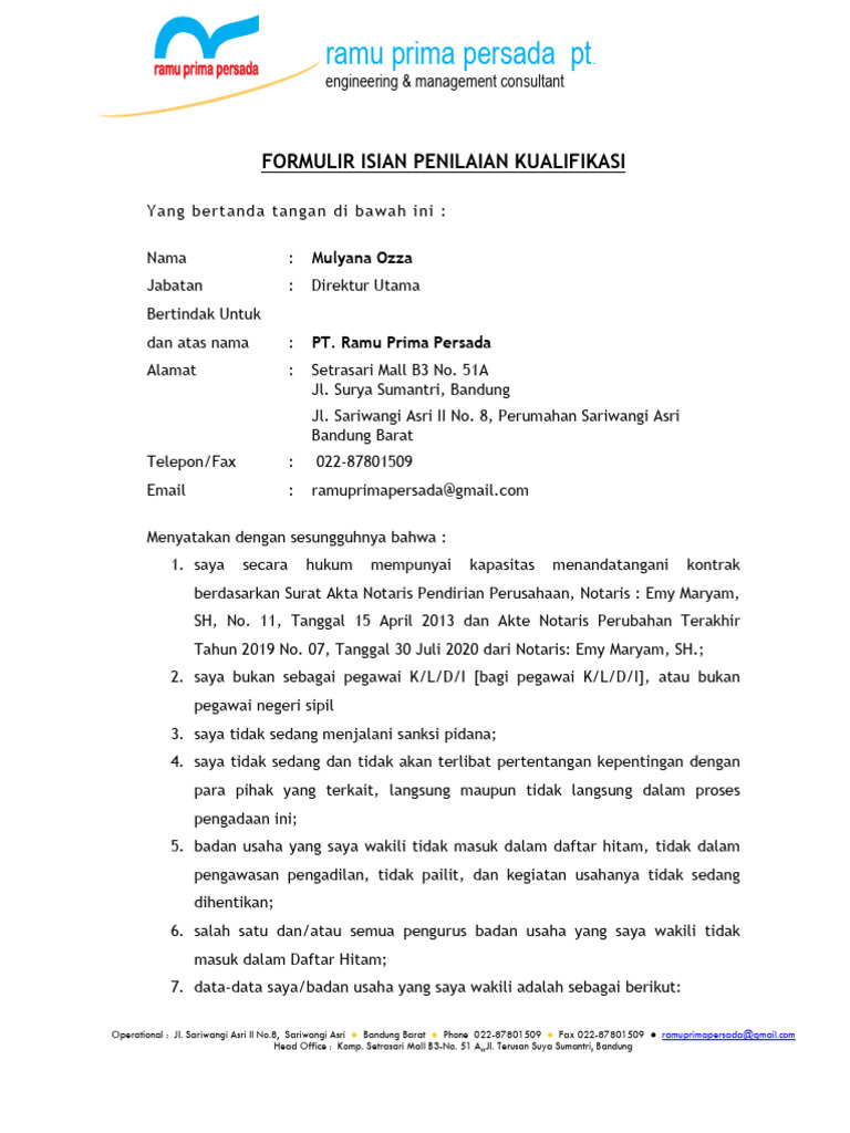 Profil Perusahaan PT Ramu Prima Persada | PDF