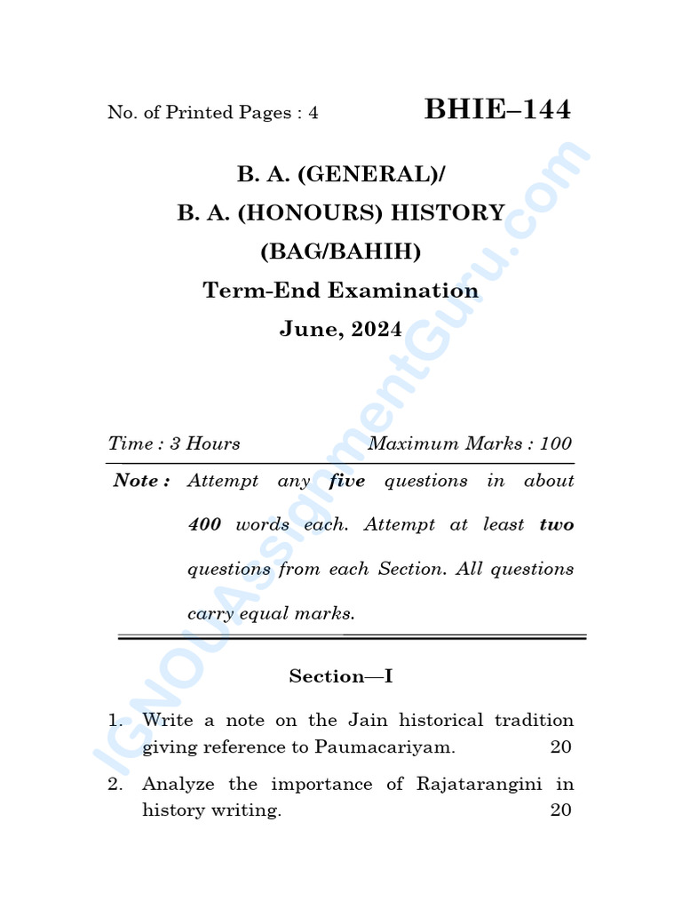 June - 2024 BHIE-144 | PDF