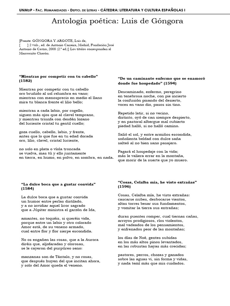 Antología Poética de Luis de Góngora | PDF