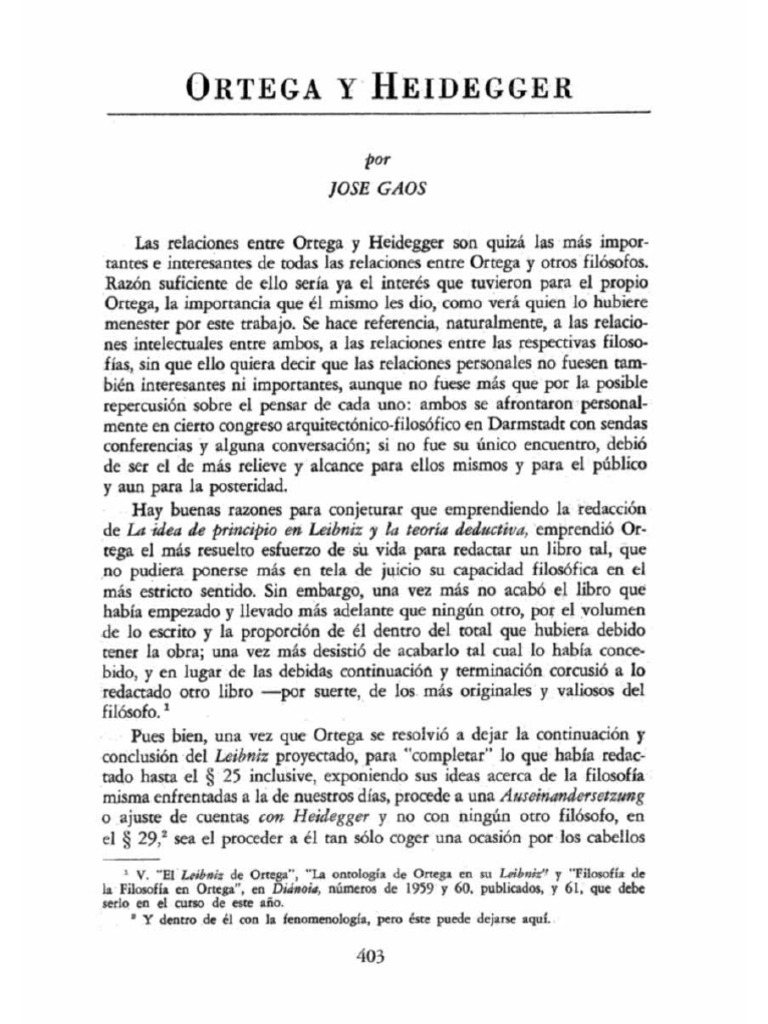 Gaos, Ortega y Heidegger | PDF
