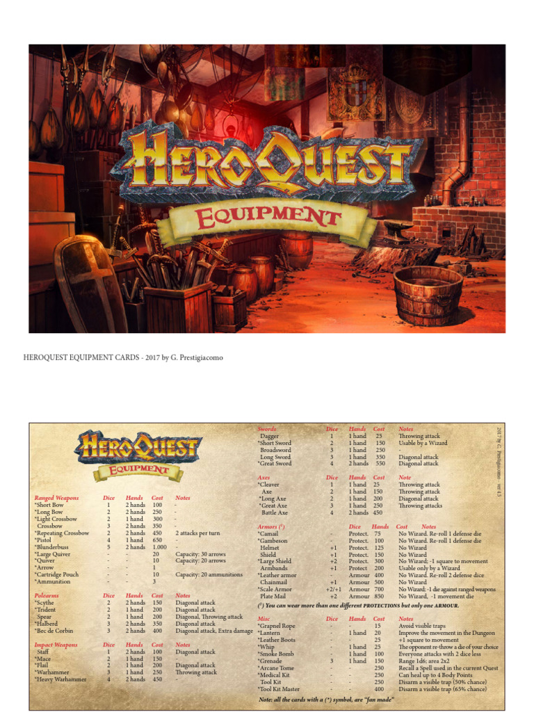 Heroquest Equipment Cards 4.52 ENG | PDF | Armour | Ammunition
