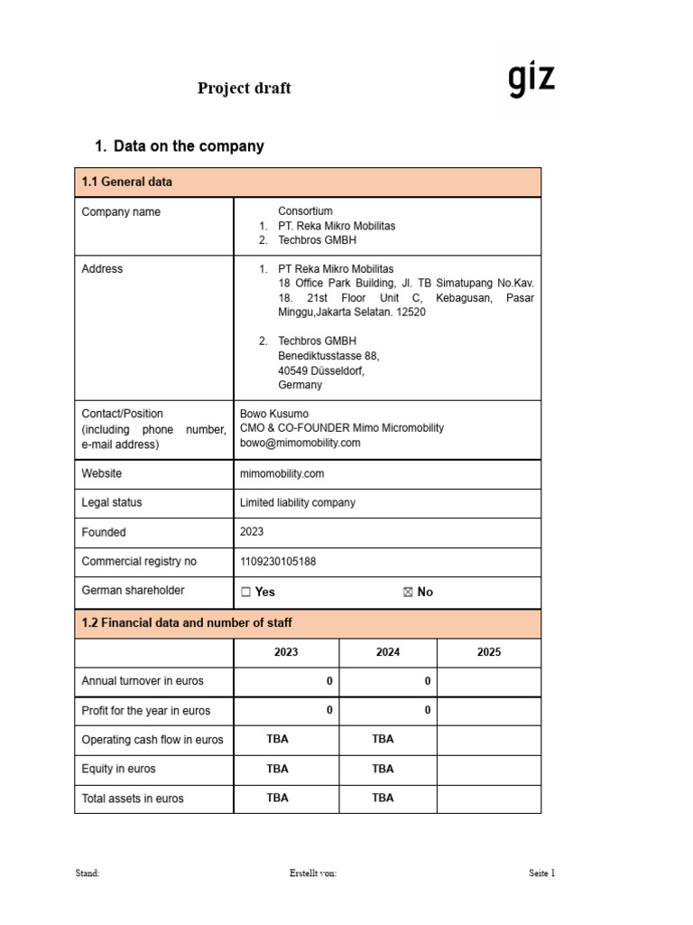 GIZ Project Draft_Mimo v0 | PDF | Electric Vehicle | Logistics