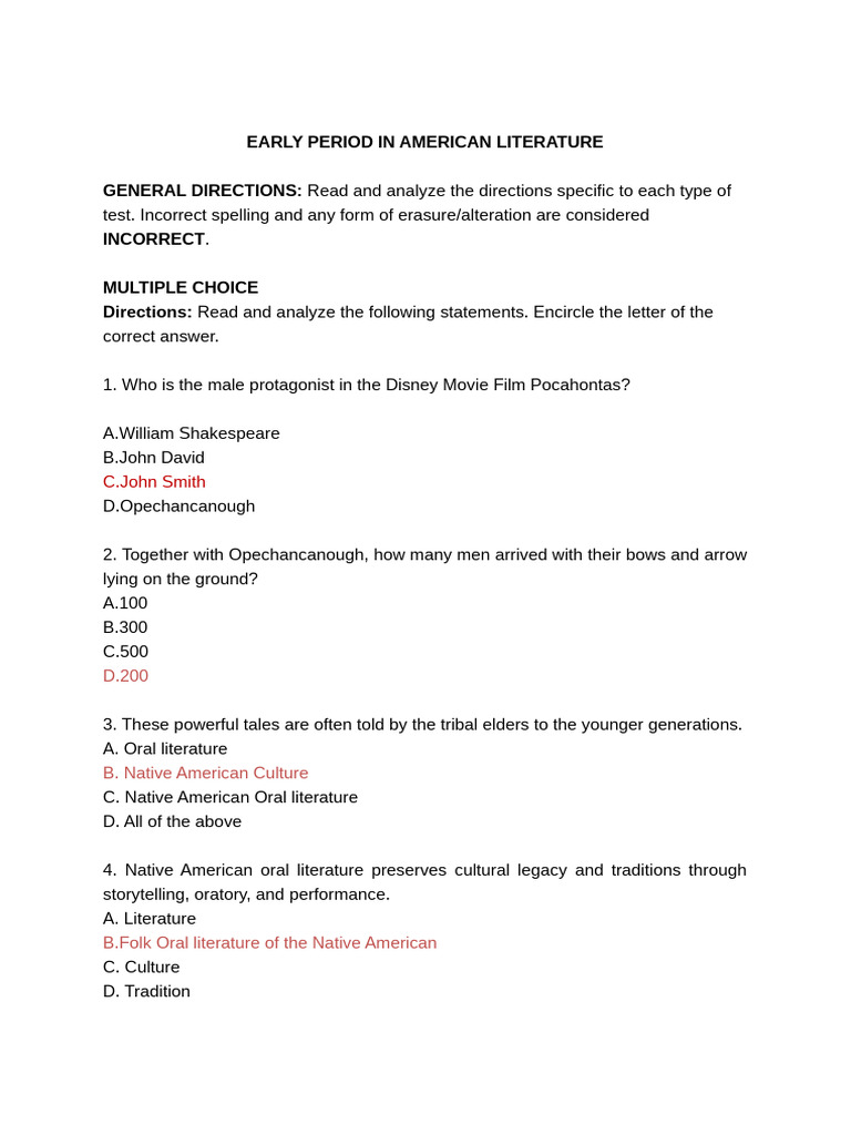 Early Period in American Literature | PDF | Founding Fathers Of The ...