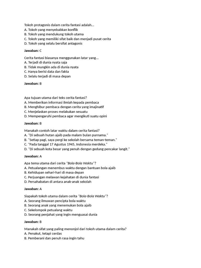 Soal Coretan Pas Bindo Kelas 7 | PDF