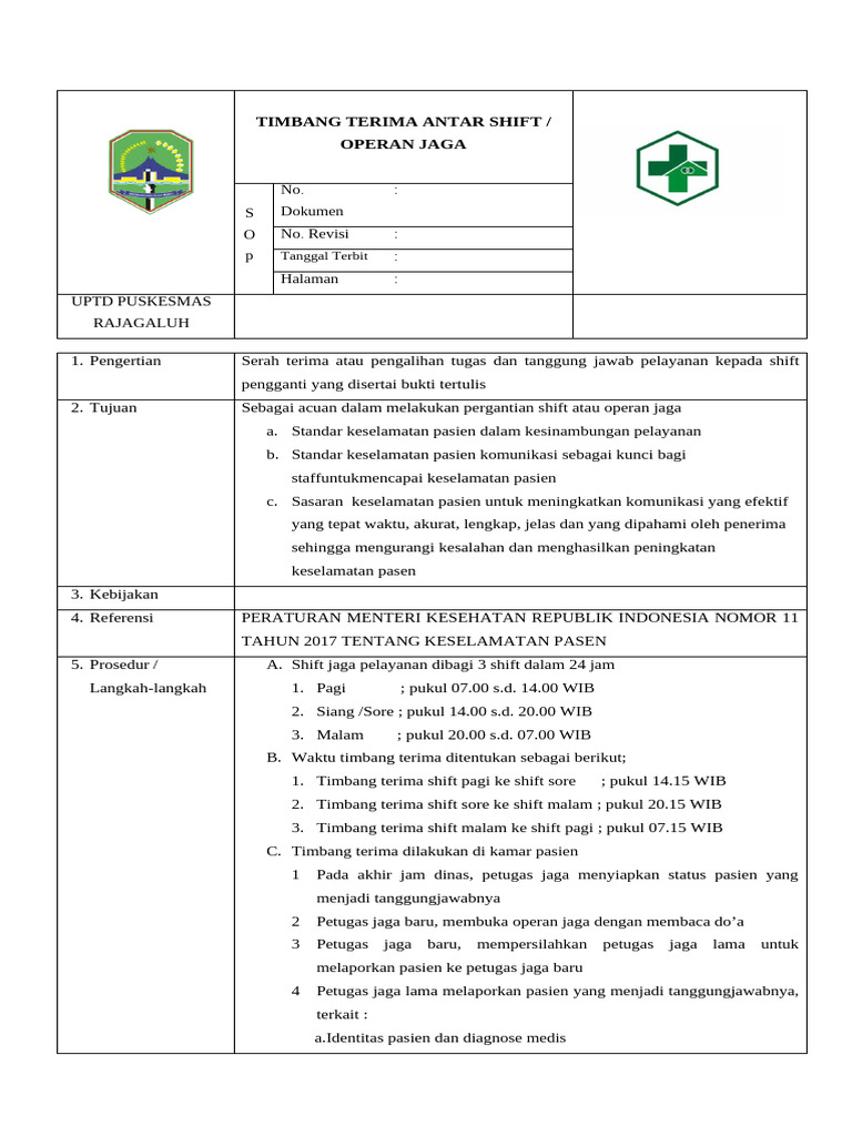 Sop Operan Jaga | PDF