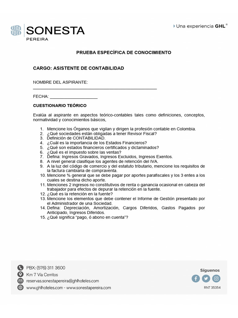 Prueba de Conocimiento Asis Contable | PDF | Contabilidad | Business
