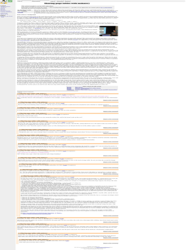 14 Sharing+page+tables+with+mshare + (LWN - Net) | PDF | Cpu Cache | Kernel (Operating System)