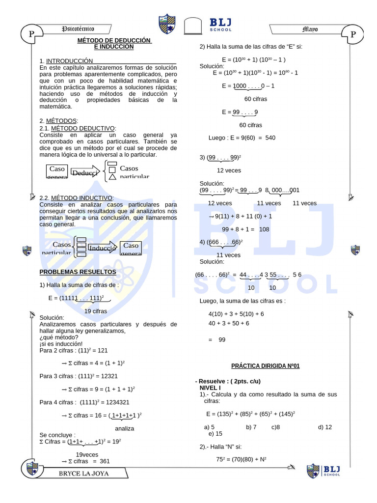 Guia de Iv Bim-Ii Mes-Raz - Mat-1ero | PDF | Razonamiento deductivo | Razonamiento inductivo