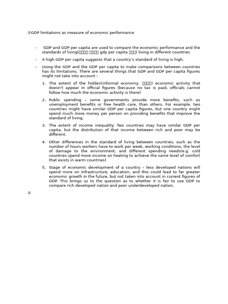 GDP Limitations As Measure of Economic Performance | PDF
