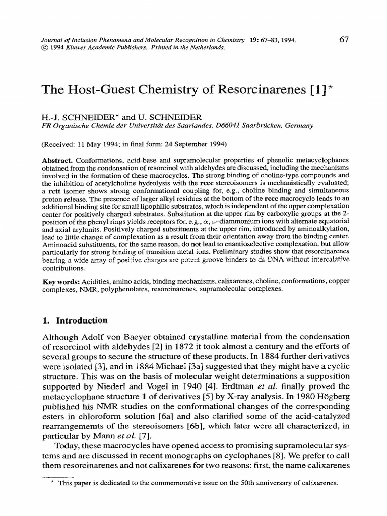 Host-Guest Chemistry of Resorcinarenes | PDF | Conformational Isomerism ...