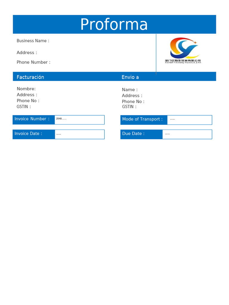 Proforma Invoice Format in Word | PDF
