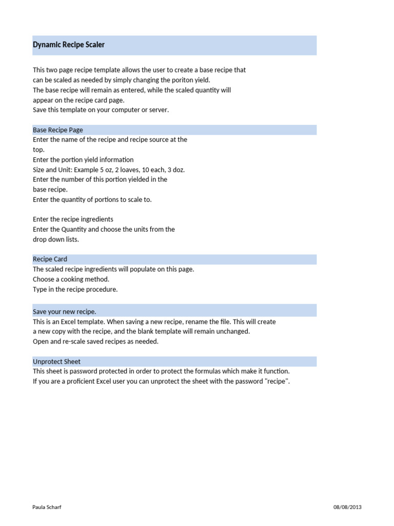 Recipe Scaling Form PScharf v23 | PDF | Computing | Software