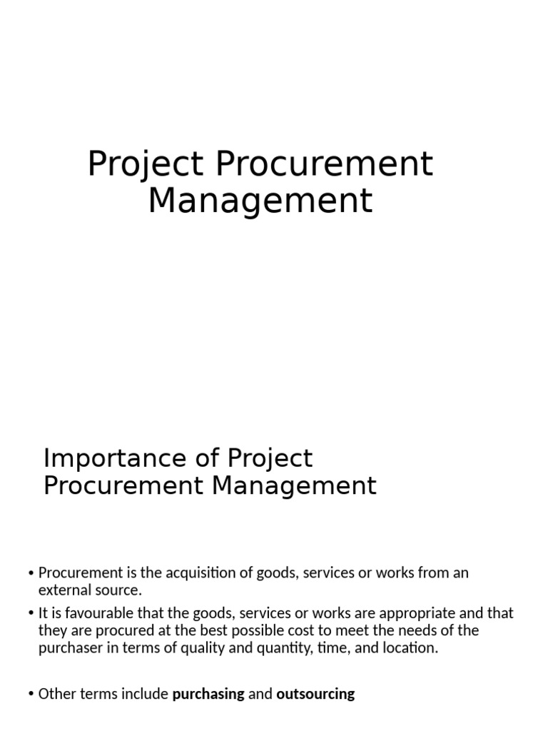 Procurement Management | PDF | Procurement | Business