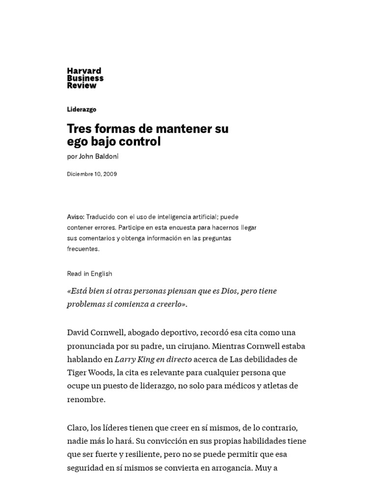 Tres Formas de Controlar El Ego | PDF
