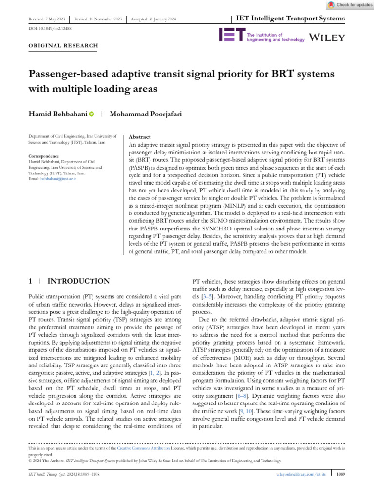 Passenger-Based Adaptive Transit Signal Priority For BRT Systemswith ...