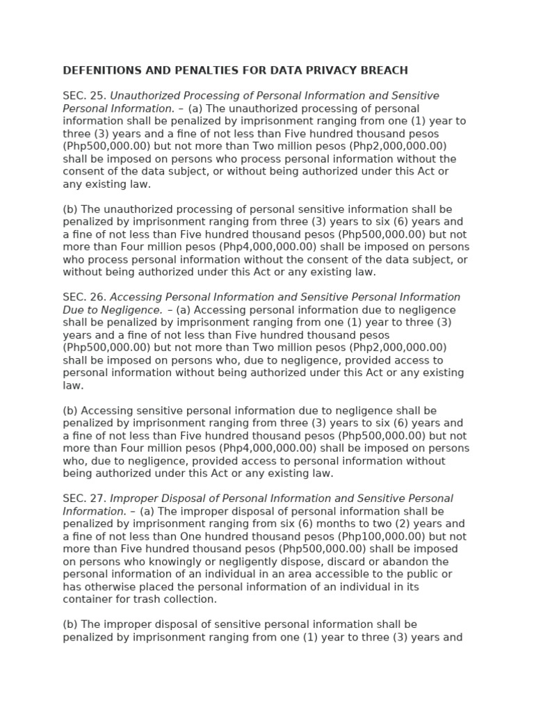 Penalties For Data Privacy Breach | PDF | Information Sensitivity ...