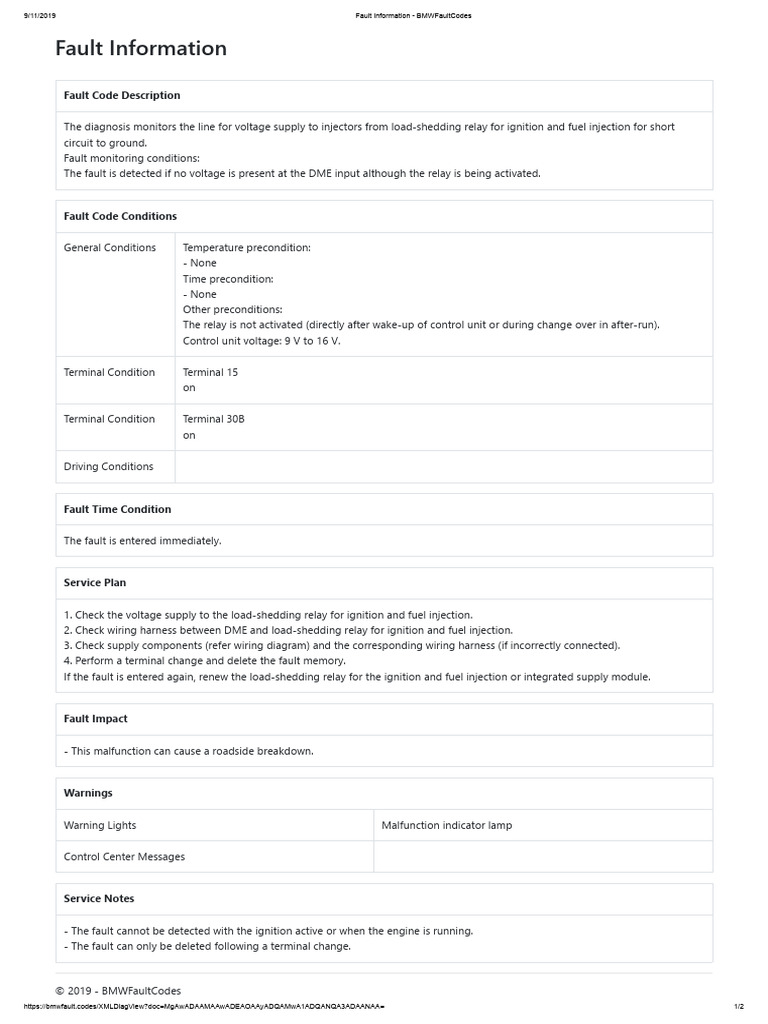 BMW Fault Code Diagnostics | PDF | Relay | Power (Physics)