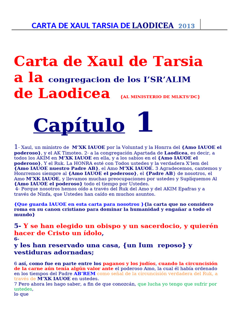 Carta A Laodicea-1 (1) Conv-1 | PDF | Canon bíblico