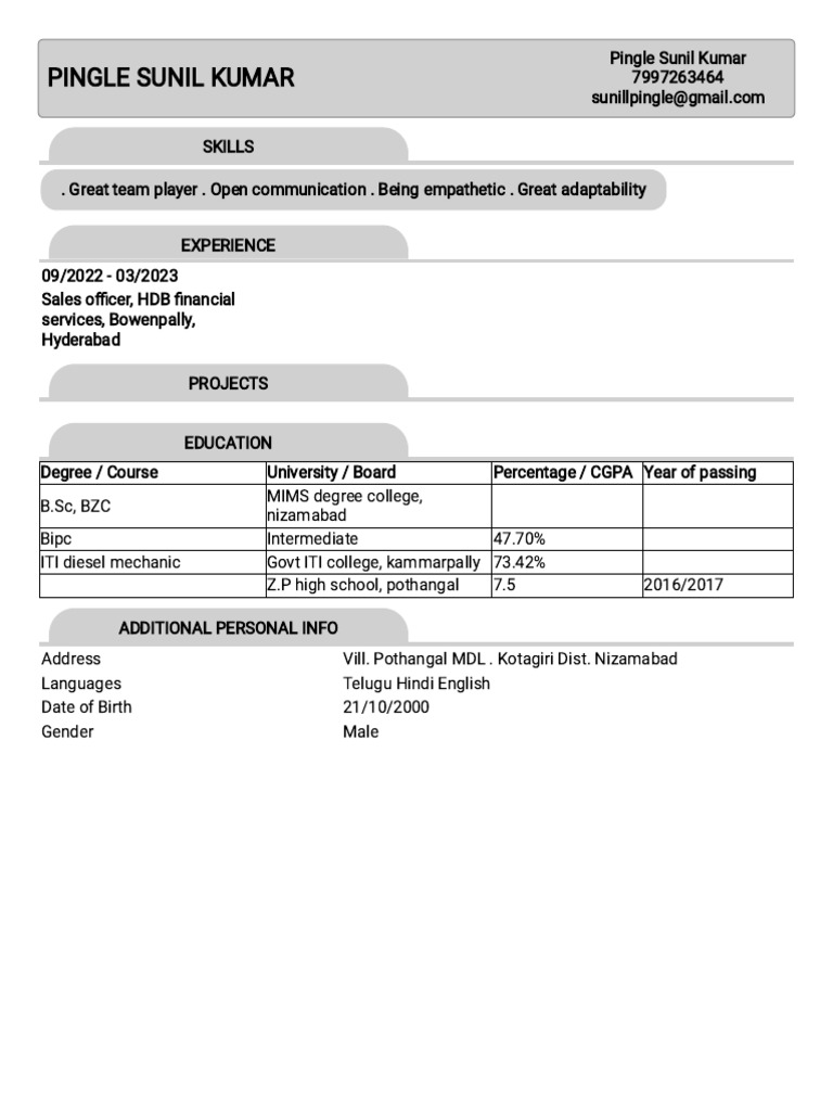 Sunil Resume | PDF