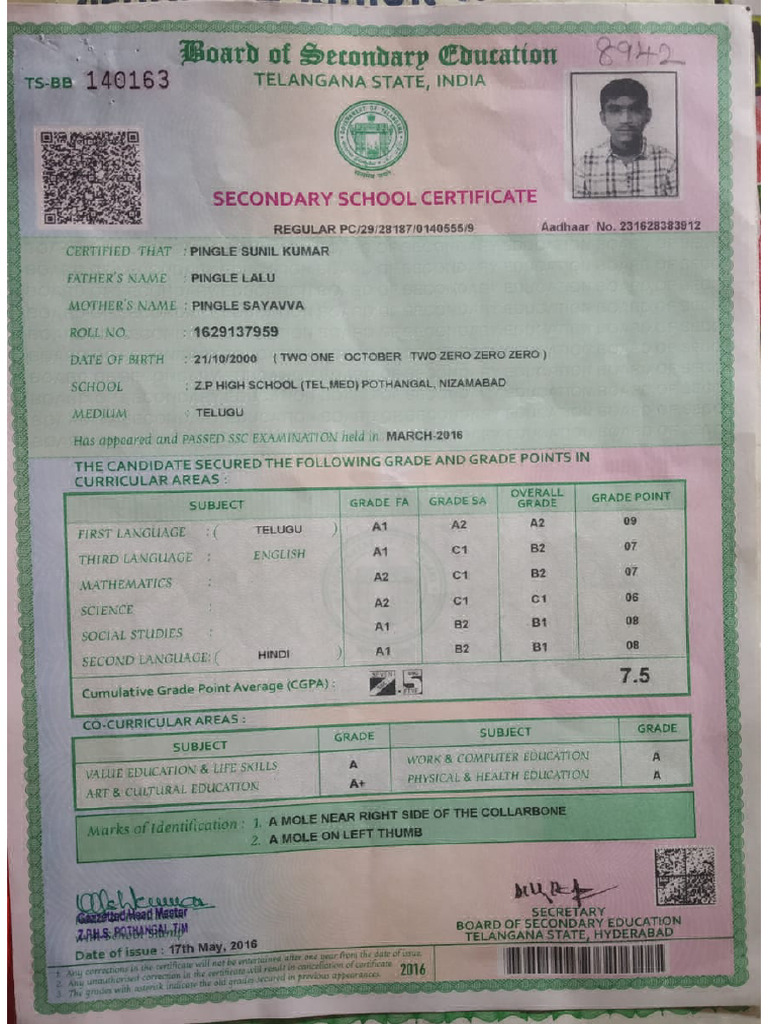 sunil 10th memo | PDF